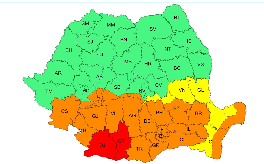 Avertizare Cod Roşu de ploi pentru judeţele Olt şi Dolj | Gazeta Nouă